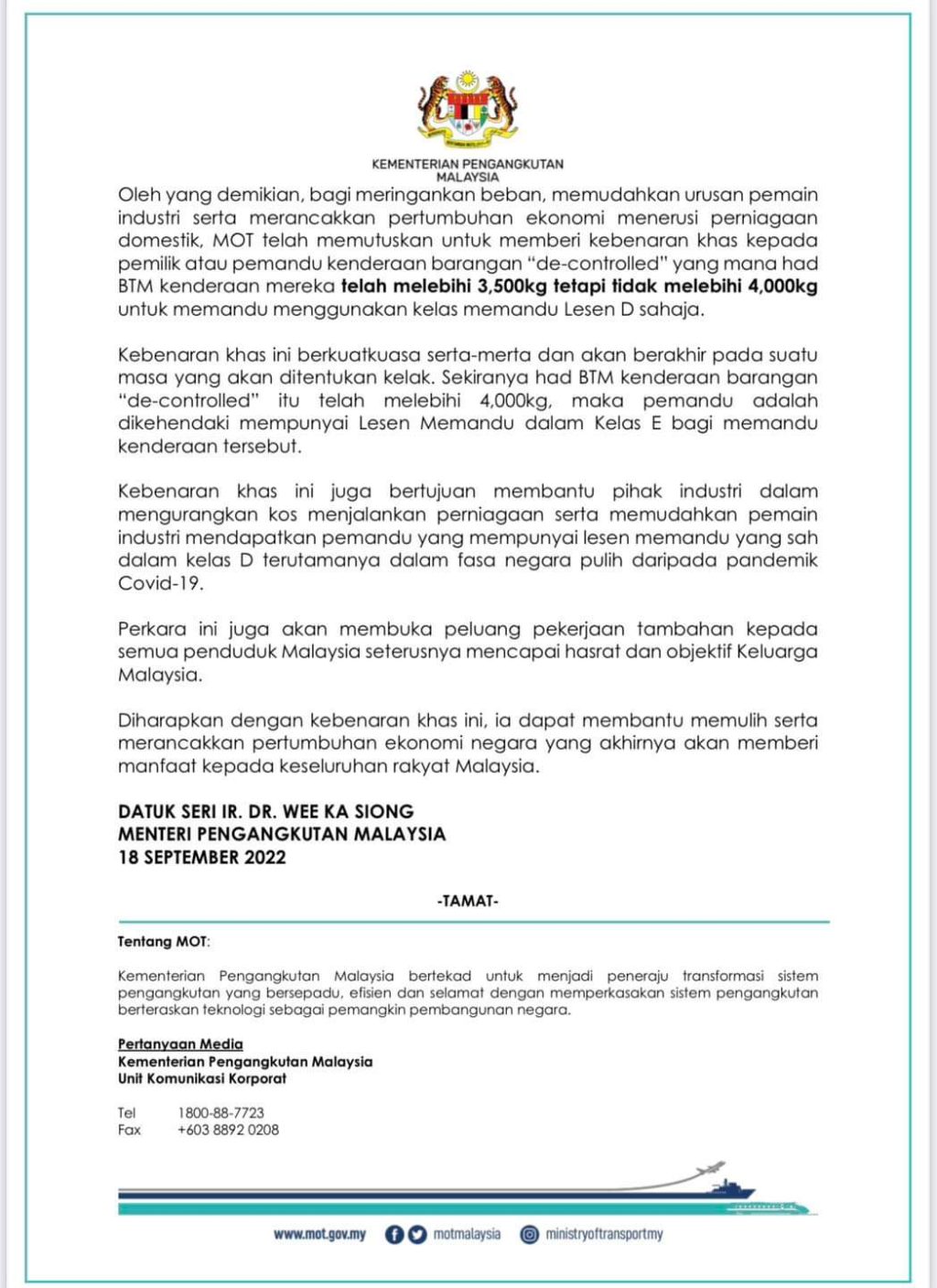 Kebenaran Khas Lesen Memandu D-Controlled - UKJRK JPJ Pahang